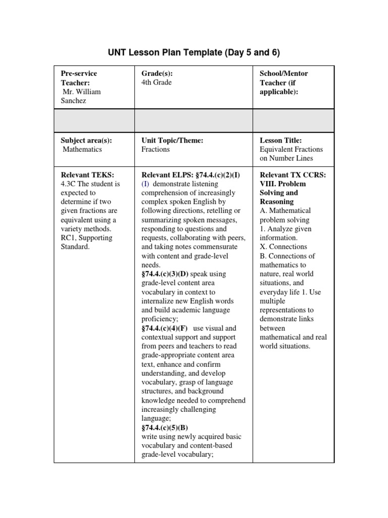 Unt Math Lesson | PDF | Vocabulary | Applied Psychology