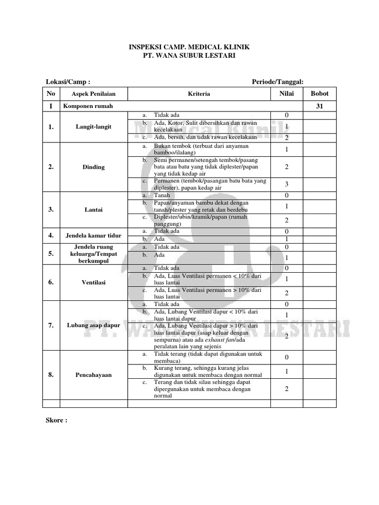 Form INSPEKSI CAMP | PDF