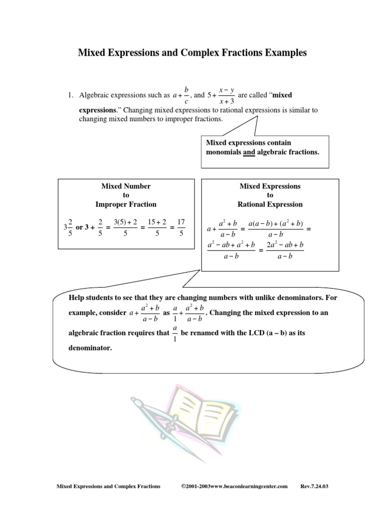 Mixed Expressions and Complex Fractions Examples | PDF | Fraction ...