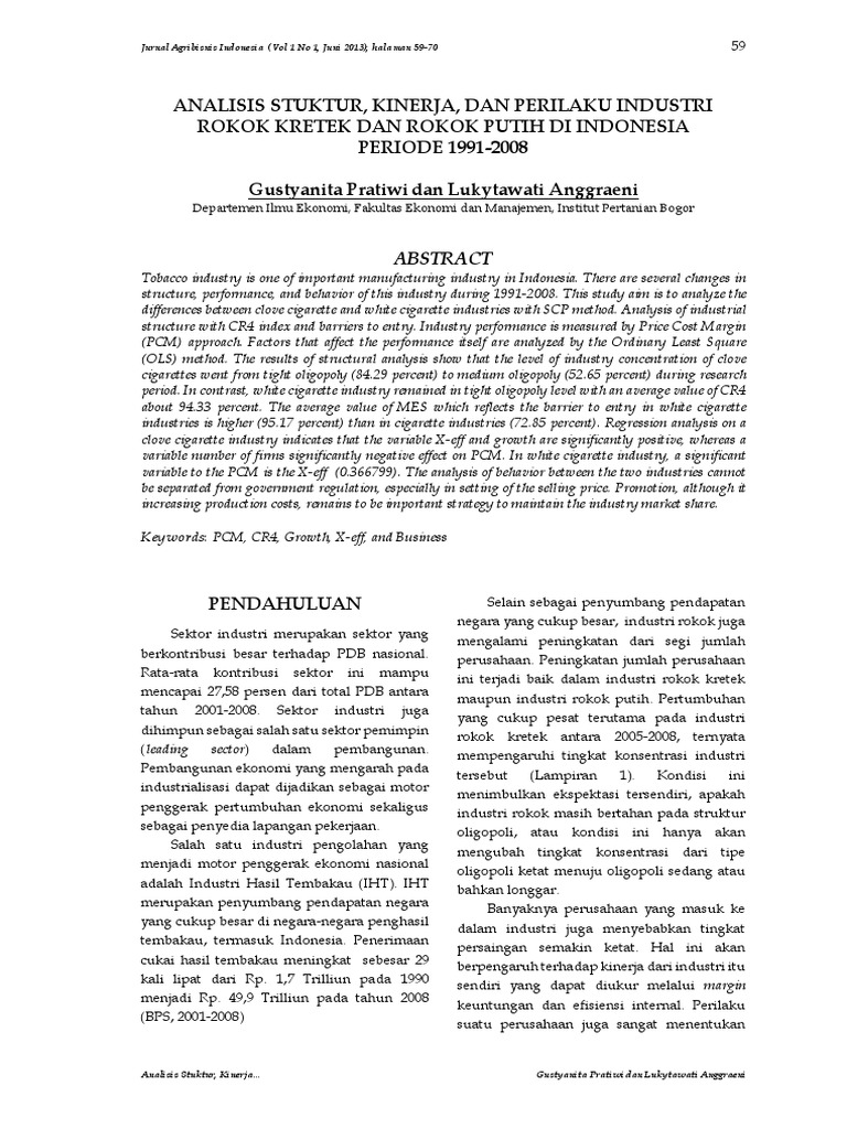 Analisis Struktur Kinerja Dan Perilaku Industri Rokok | PDF | Oligopoly ...