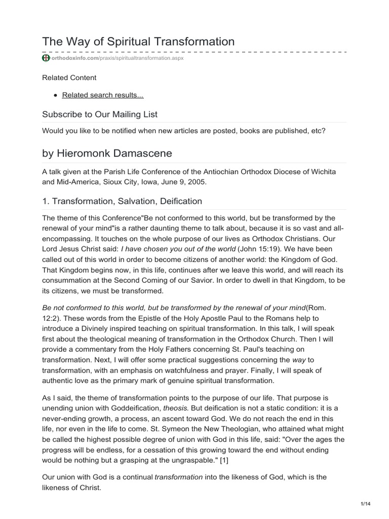 The Way of Spiritual Transformation | Download Free PDF | Prayer ...