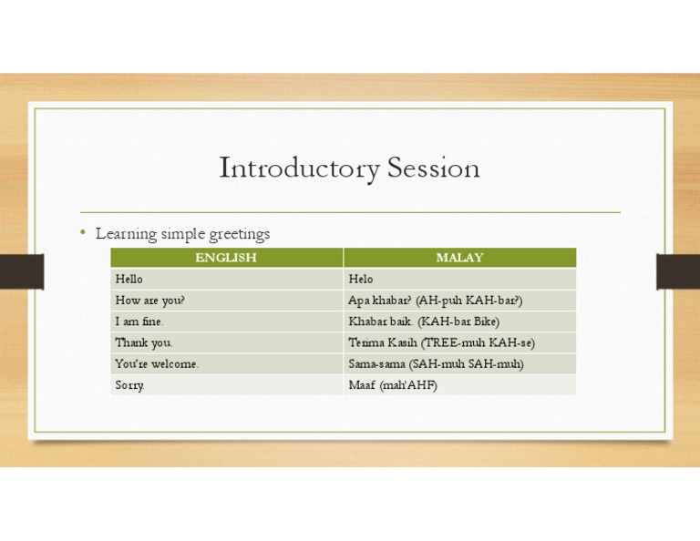Basic English-Malay Greetings Guide | PDF