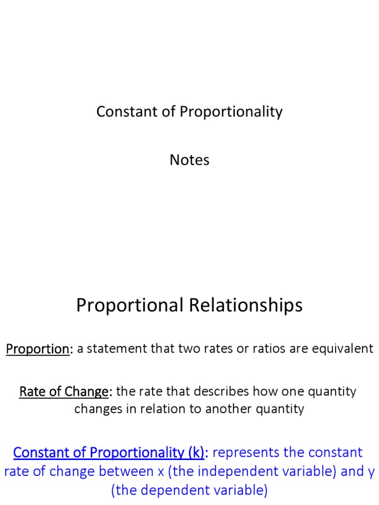 Constant of Proportionality Notes | PDF | Prices | Derivative