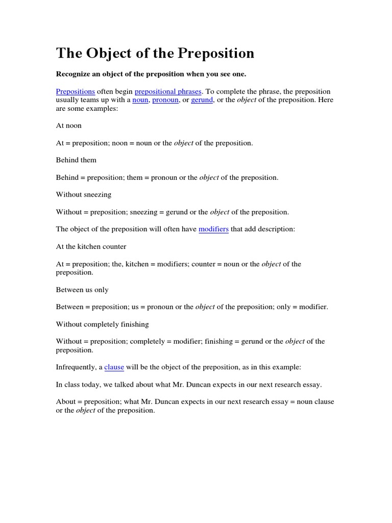 Understanding Objects of Prepositions | PDF
