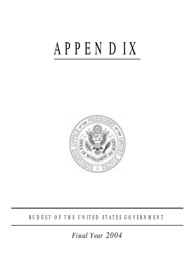 2004 Federal Budget Appendix | PDF | United States Federal Budget ...