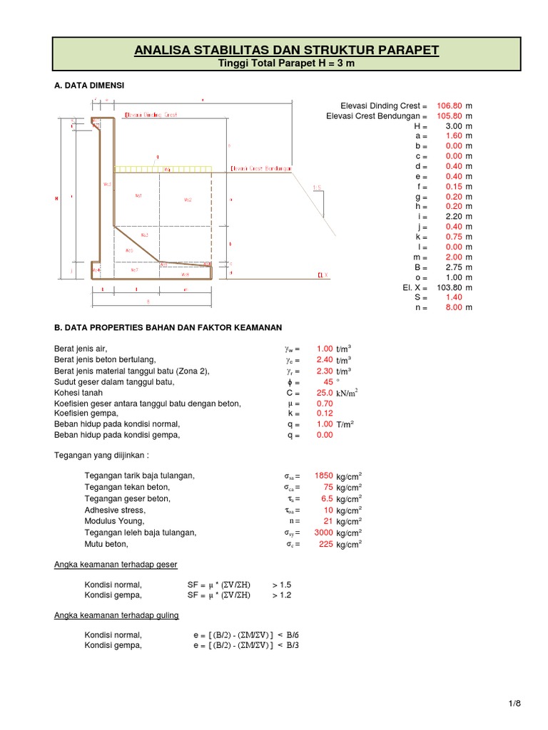 Analisis Stabilitas Parapet Jembatan | PDF