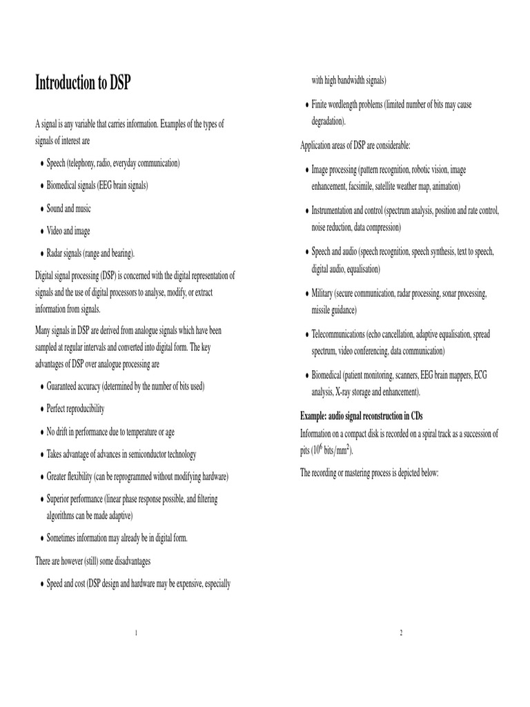01 Intro 2up PDF | PDF | Sampling (Signal Processing) | Digital Signal Processing