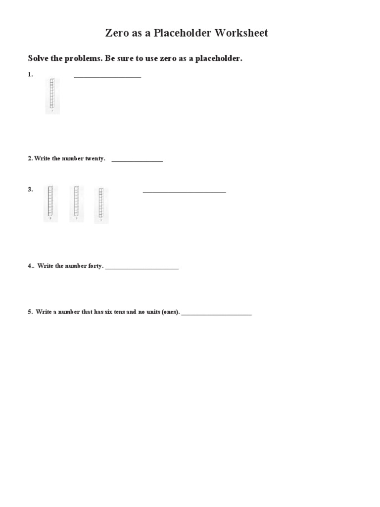 Zero As A Placeholder Worksheet | PDF