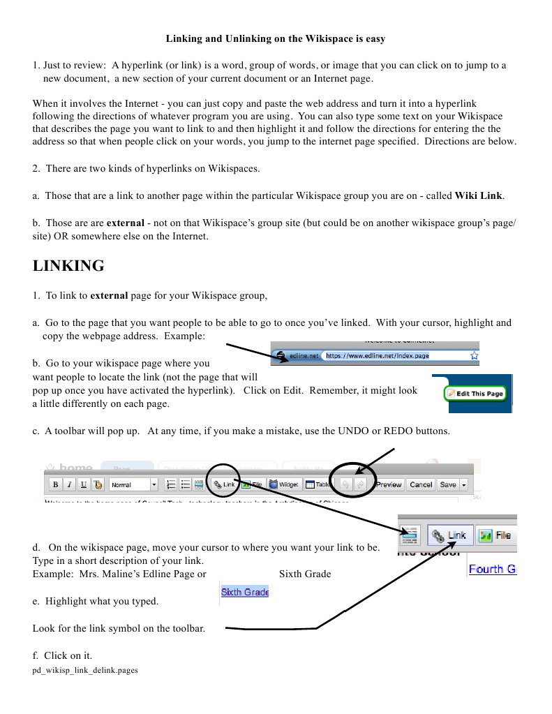 Wikispaces - How To Link and Unlink | PDF | Hyperlink | Areas Of ...