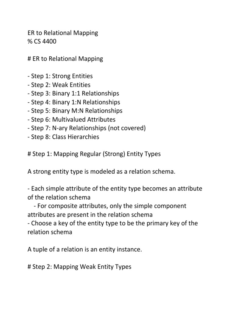 ER To Relational Mapping | PDF | Relational Database | Inheritance ...