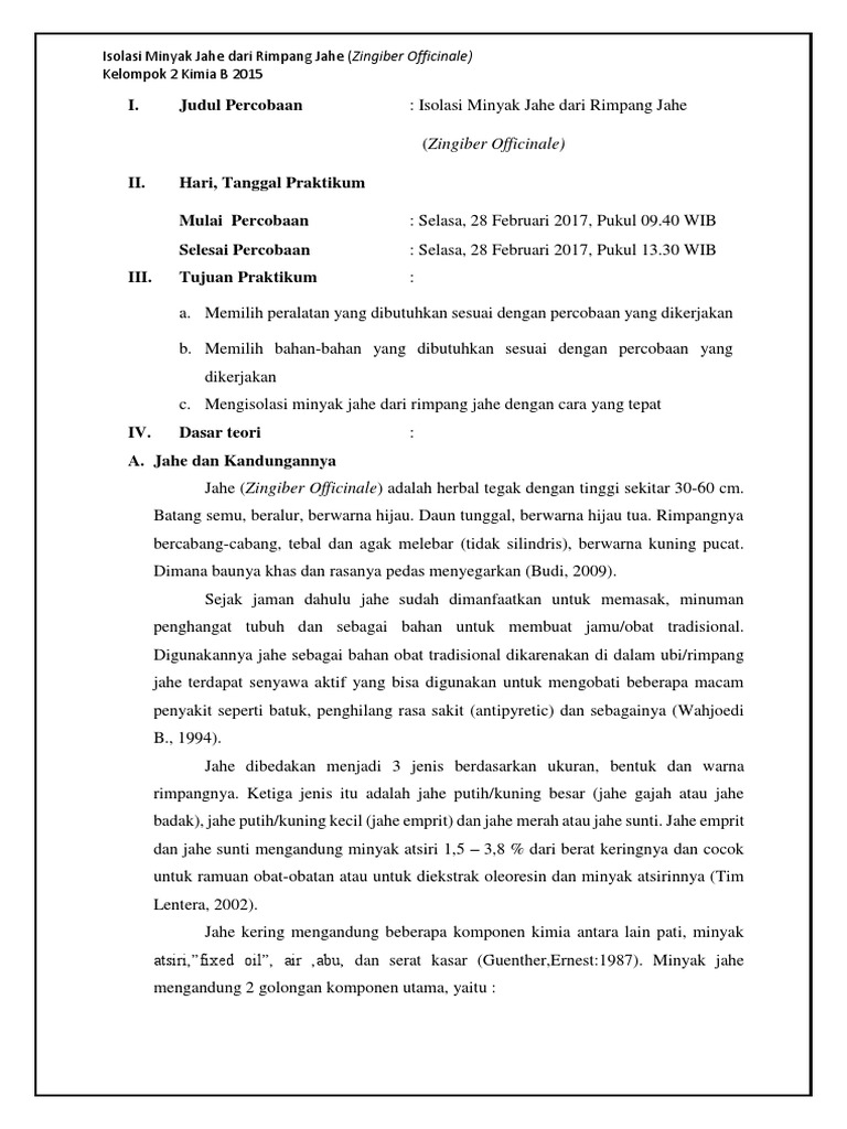 Isolasi Minyak Jahe | PDF