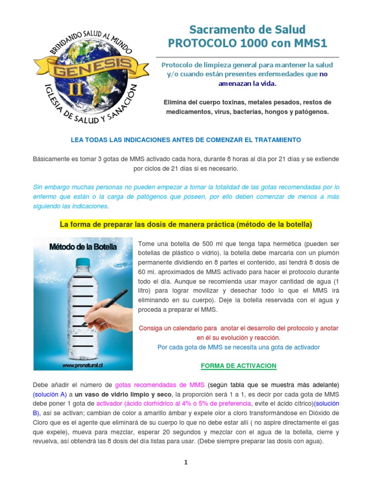 Protocolo 1000 Con MMS Método de La Botella | PDF | Vitamina C | Alimentos