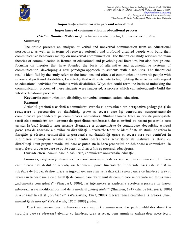 7 - 19 - Importanta Comunicarii in Procesul Educational - 0 | PDF ...