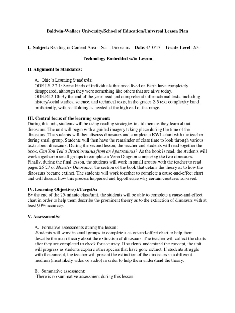 348 - Dinosaur Extinction Cause-And-Effect | PDF | Lesson Plan ...