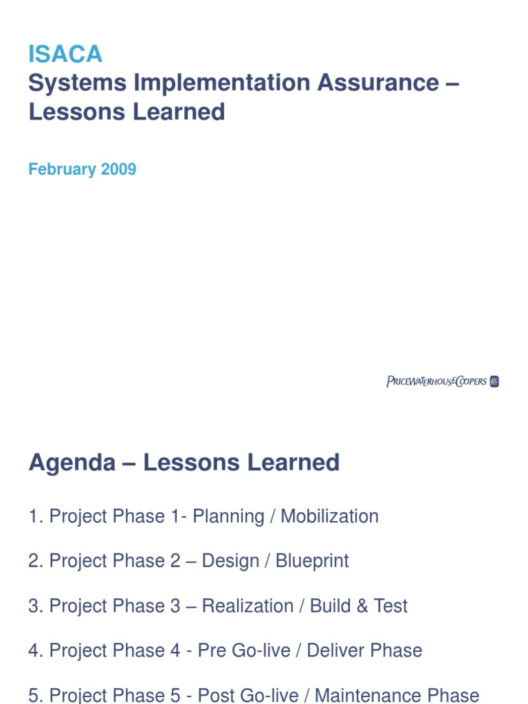 PWC Systems Implementation Lessons Learned | PDF | Audit | Business Process