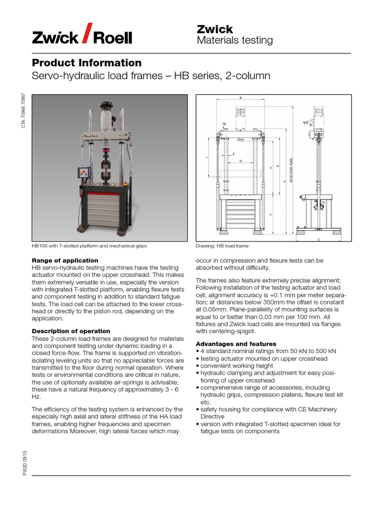 Zwick: Materials Testing Product Information Servo-Hydraulic Load ...