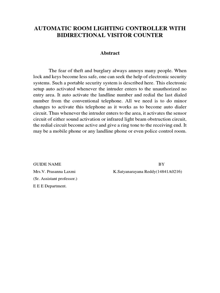 Automatic Room Light Abstract Sathi | PDF | Security Alarm | Oral ...