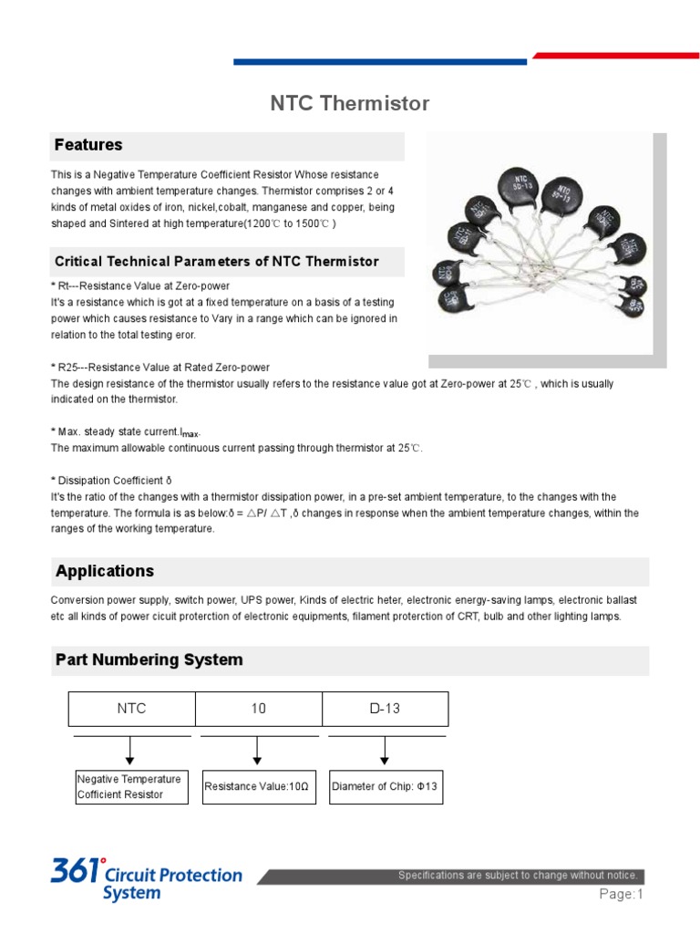 NTC 10D 7 - C9176 | PDF | Electrical Resistance And Conductance ...