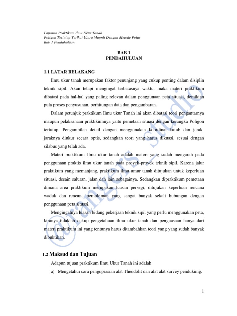 BAB 1 Pengukuran Poligon Tertutup Terikat Utara Magnit Dengan Metode ...