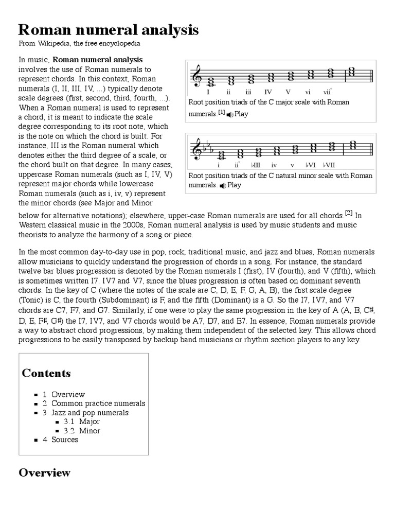 Roman Numeral Analysis | PDF | Chord (Music) | Music Theory