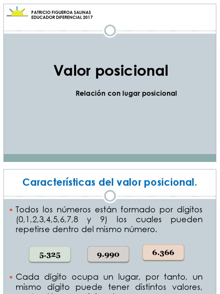 Valor Posicional | PDF | Notación Matemática | Enseñanza de matemática