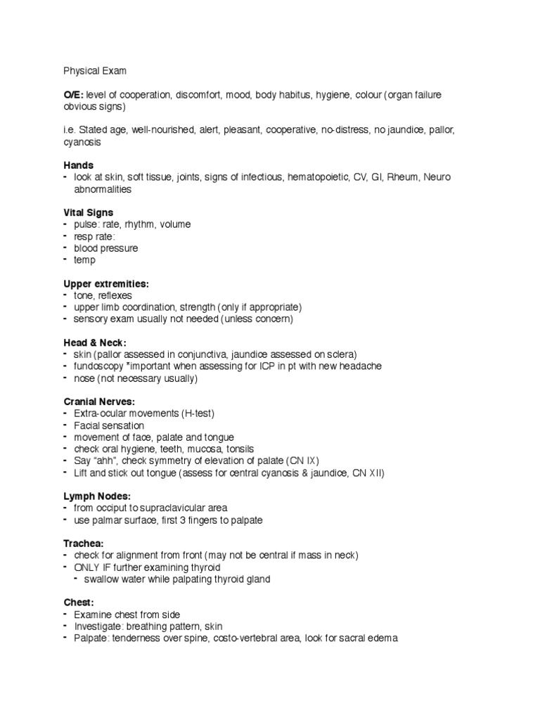 CSI Physical Exam | PDF | Pulse | Neck