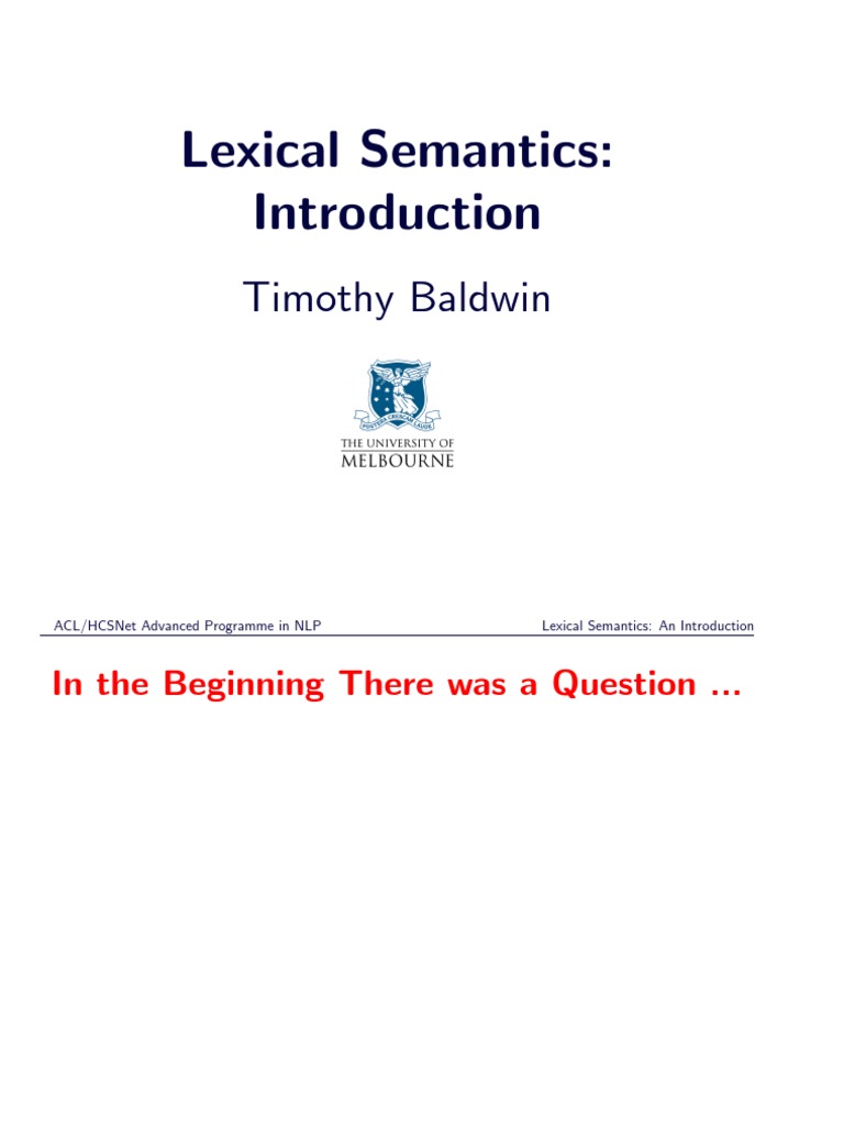 Intro To Lexical Semantics PDF | Download Free PDF | Style (Fiction) | Grammar