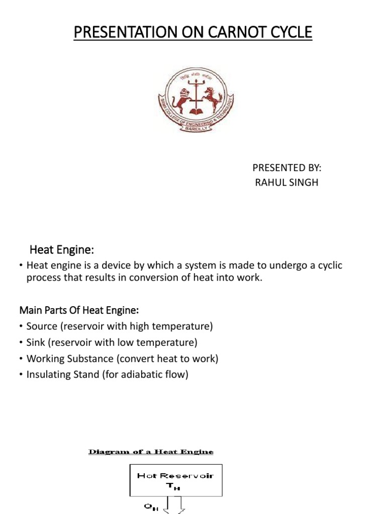 Presentation On Carnot Cycle | PDF