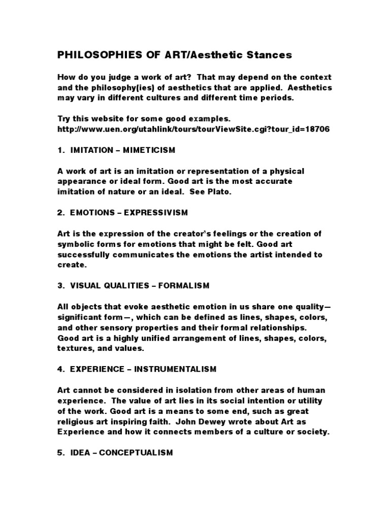 Philosophies of Art | PDF | Aesthetics | Representation (Arts)