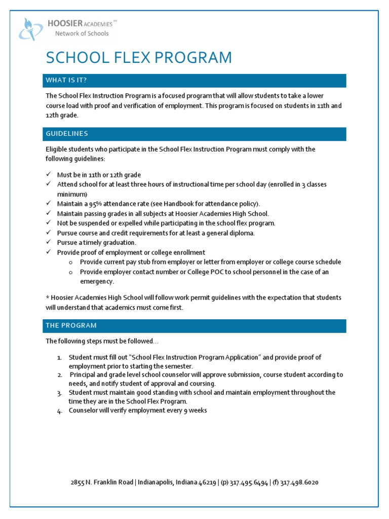 School Flex Program Student Application | PDF | Students | Course Credit