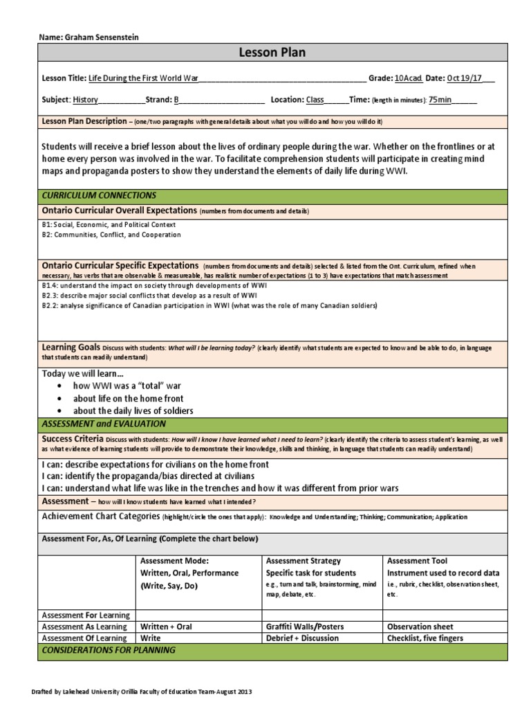 Lesson Plan Assignment | PDF | Educational Assessment | Lesson Plan