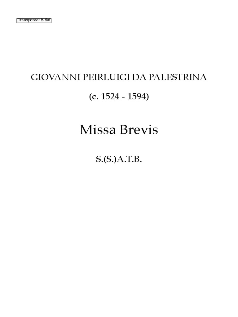 Missa Brevis (Palestrina) | PDF | Clef | Musical Compositions