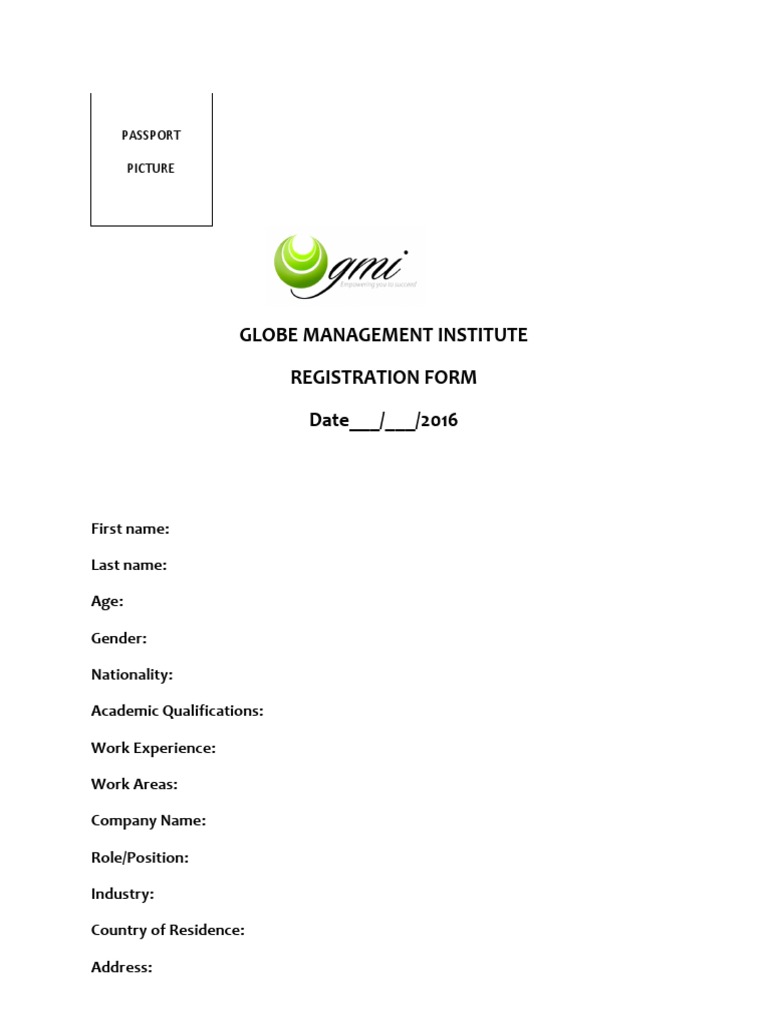 GMI Registration Form | PDF | Social Science