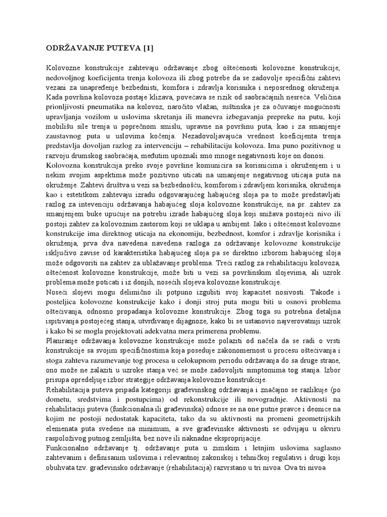 PUTEVI - Skripta | PDF