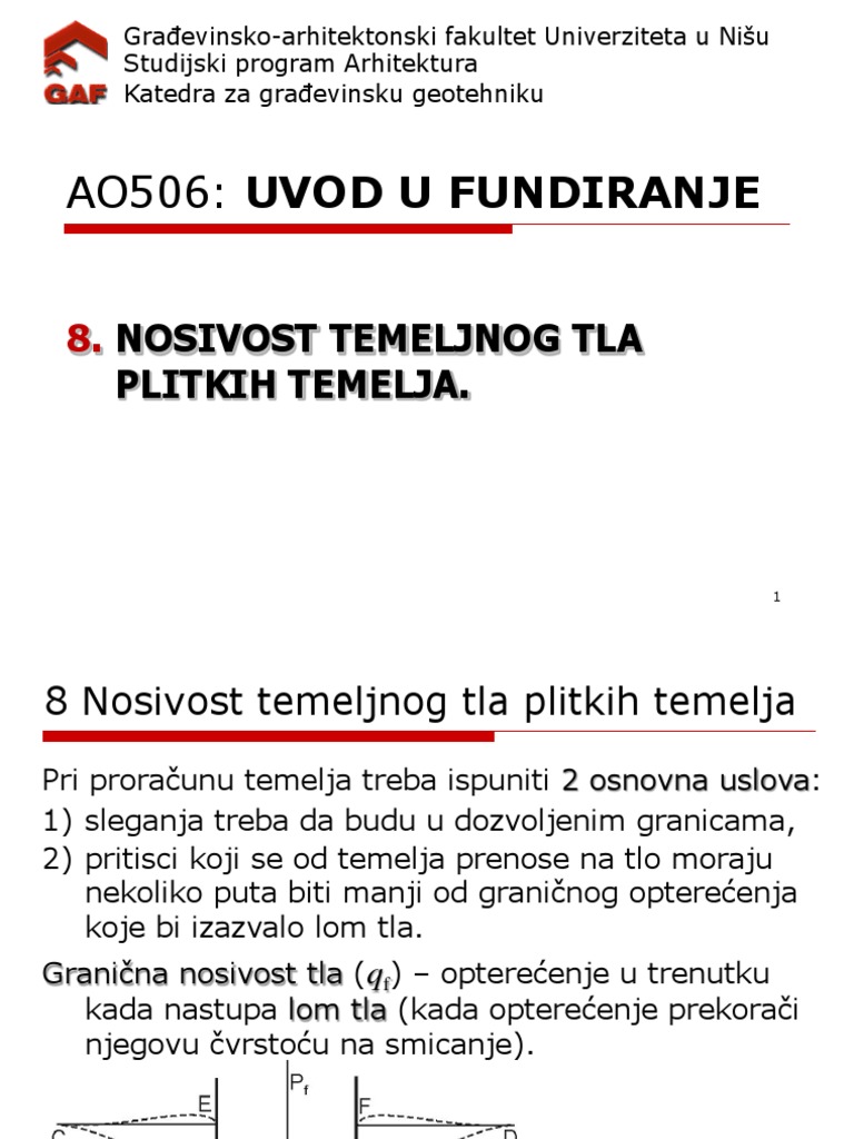 Uvod U Fundiranje 08 Nosivost Temeljnog Tla | PDF