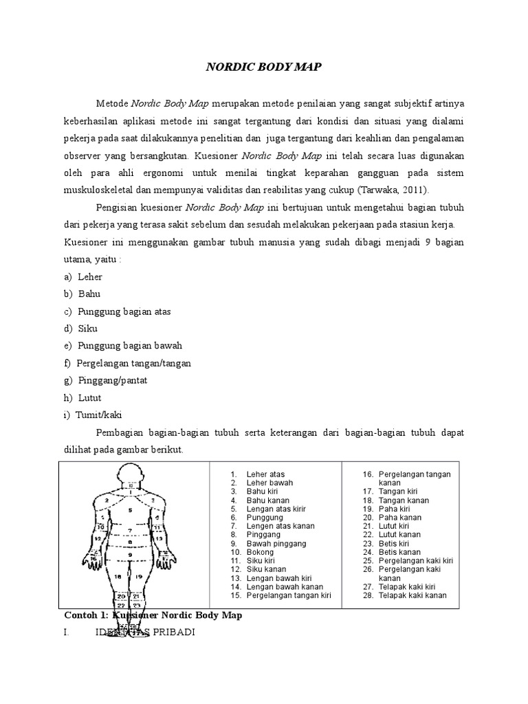 Kuesioner Nordic Body Map dan Skala Borg | PDF