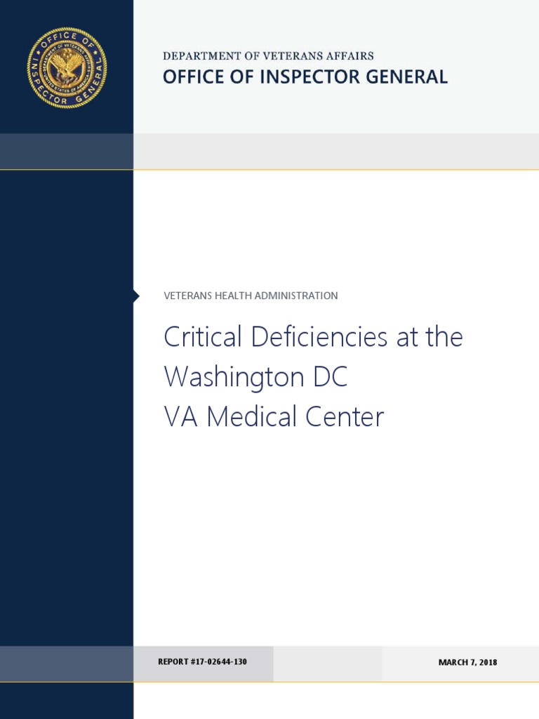 Critical Deficiencies at the Washington DC VA Medical Center | Veterans ...
