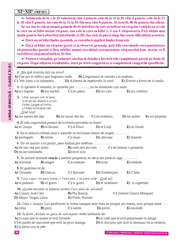Revista Cangur Franc-Span Cls 11-12 Spaniola | PDF