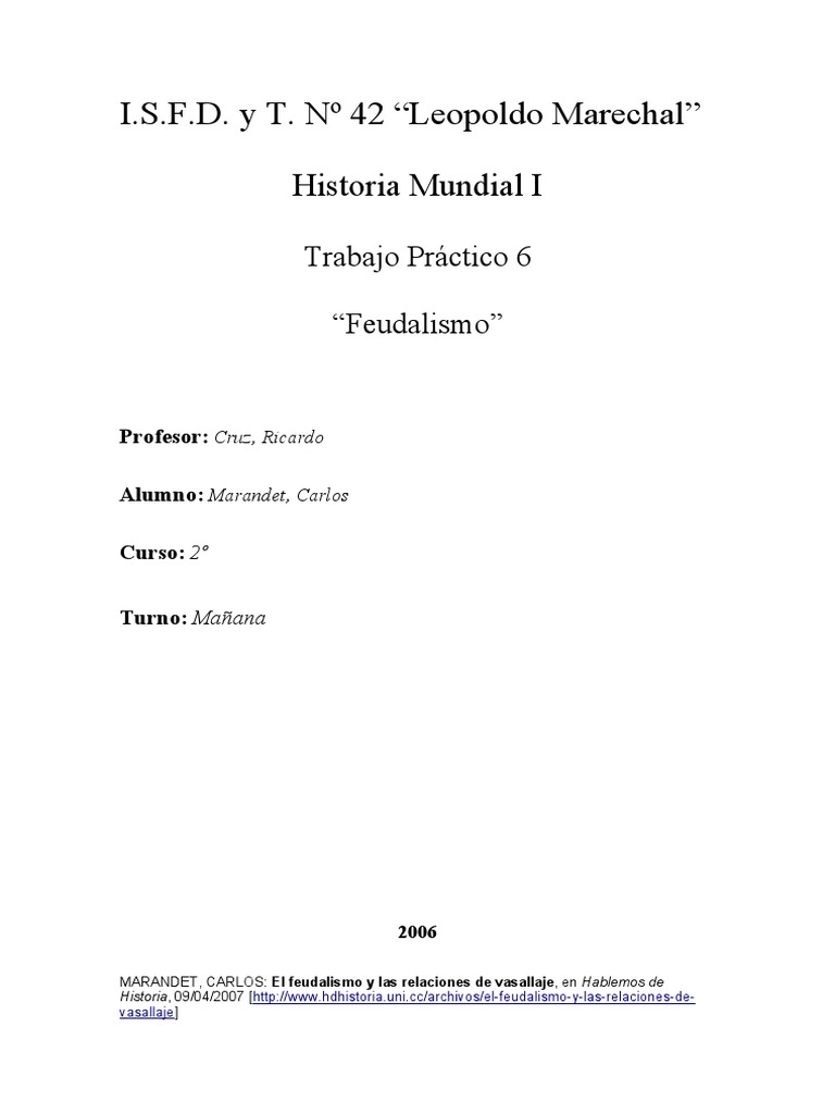 Feudalismo Vasallaje | PDF | Feudalismo