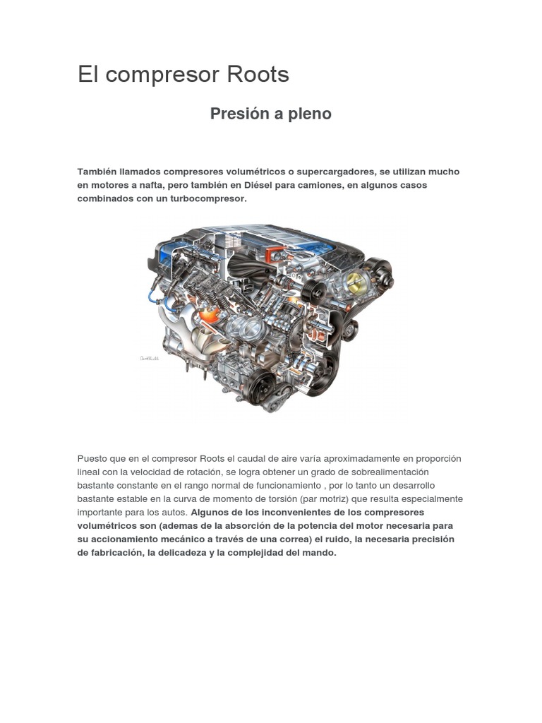 El Compresor Roots | PDF | Transmisión (Mecánica) | Máquinas