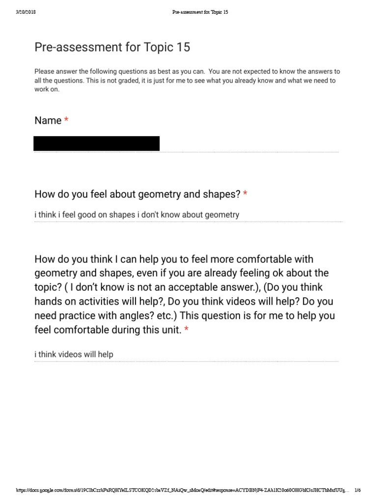 Geometry Pre-Assessment Questions | PDF | Rectangle | Shape