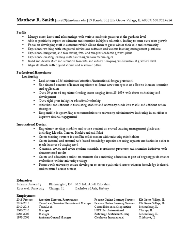 Matthew Smith Resume | PDF | Educational Technology | Instructional Design