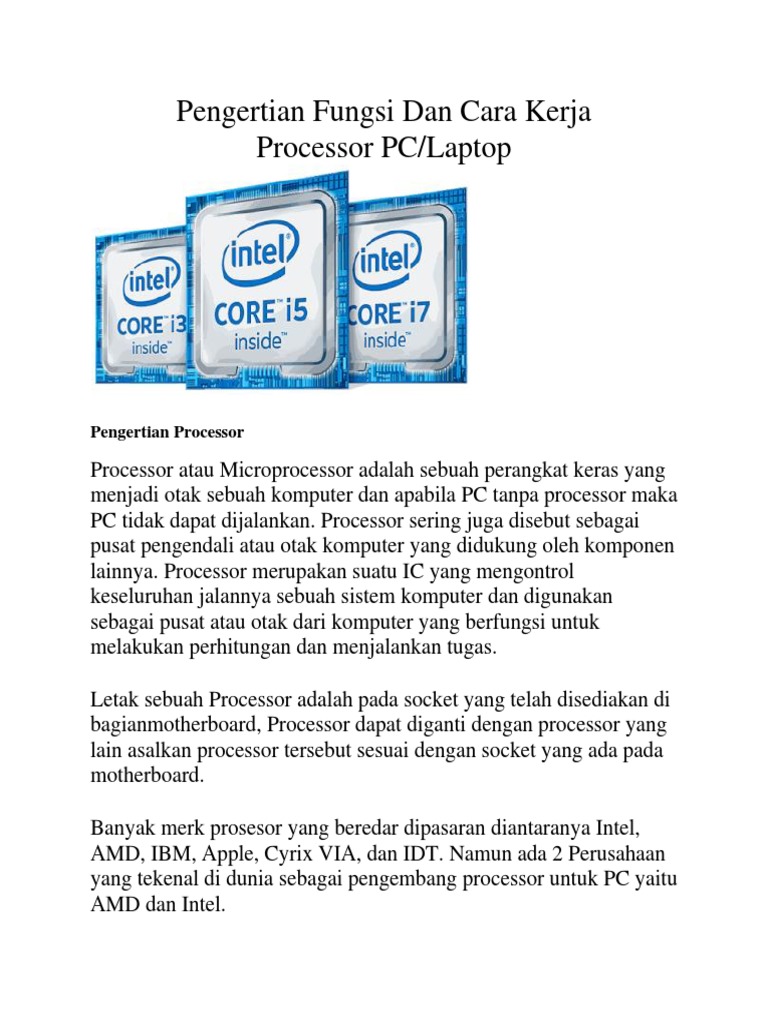 Pengertian Fungsi Dan Cara Kerja Processor | PDF
