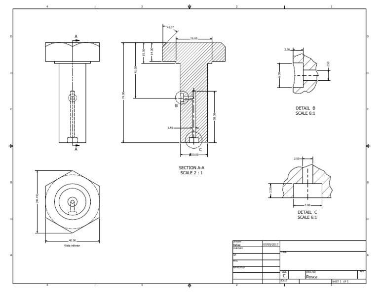 Rafae 07/09/2017: Drawn Checked QA MFG Approved DWG No Title | PDF