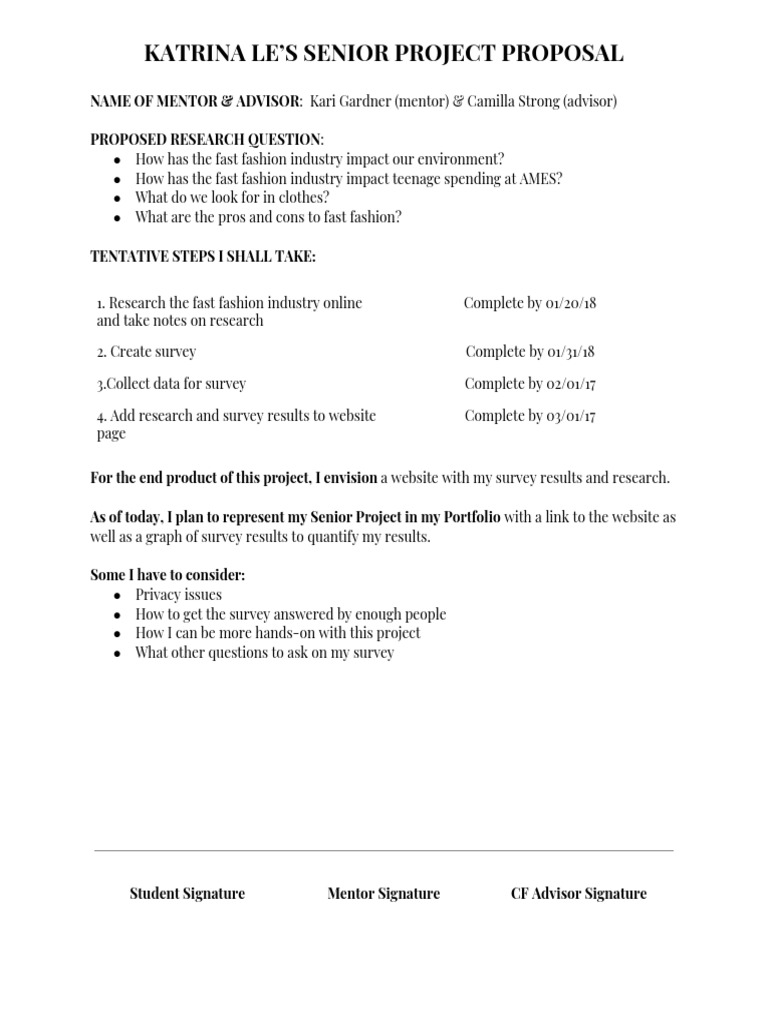 Fast Fashion Senior Project Proposal | PDF