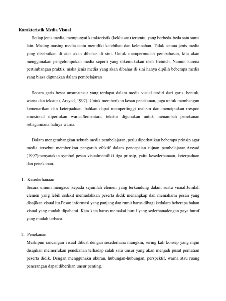Karakteristik Media Visual | PDF