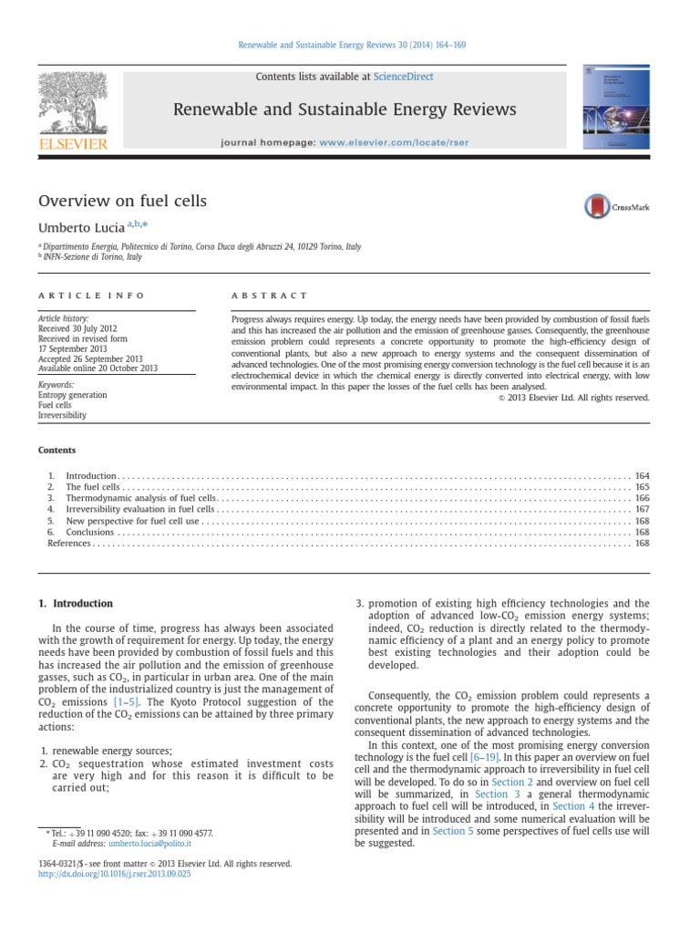 Overview On Fuel Cells | PDF | Fuel Cell | Gibbs Free Energy