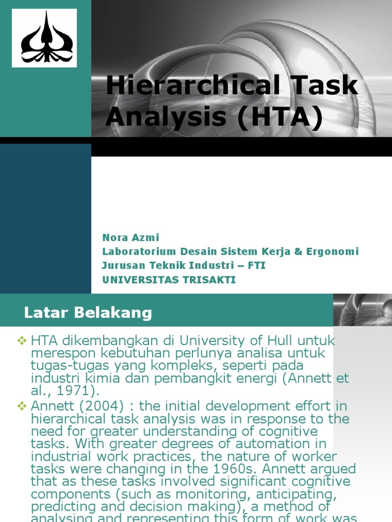 Hierarchical Task Analysis (HTA) - Pekan 9 | PDF | Komputer | Teknologi ... Hierarchical Task Analysis (HTA) - Pekan 9 | PDF | Komputer | Teknologi ...