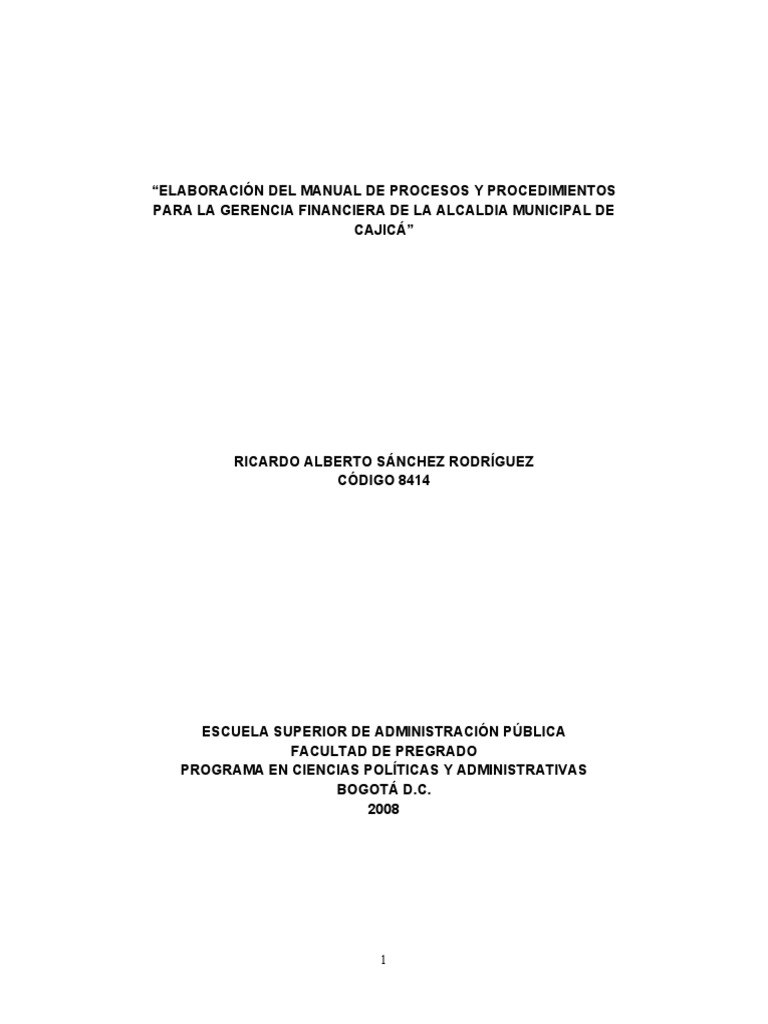 A6719 - Elaboración Del Manual de Procesos y Procedimientos para La ...