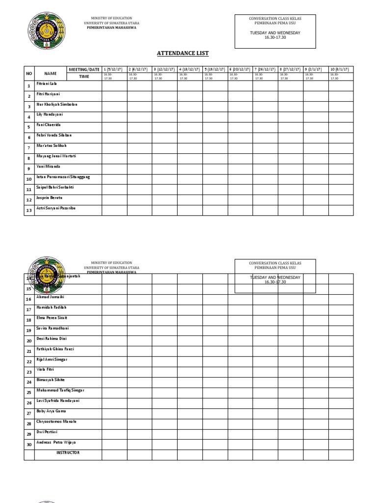 Attendance List | PDF